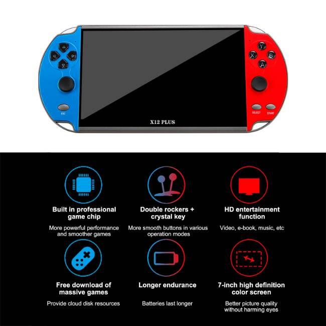 X12 Plus Consola de Juegos Portátil de 7.1 Pulgadas - NewTechStore